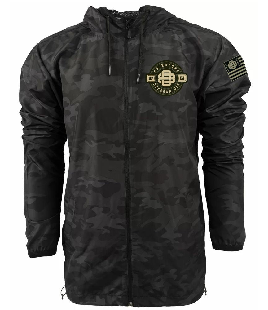 88 ROTORS OFFROAD x DUST TIL DAWN Adult Black Camo Lightweight Windbre ...