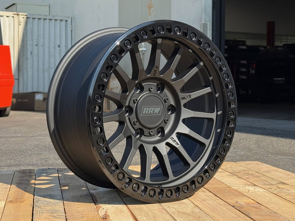 RRW RR7-V FLOW FORM 17X8.5 -12 MATTE BLACK FACE GLOSS BLACK RING (6X5 ...